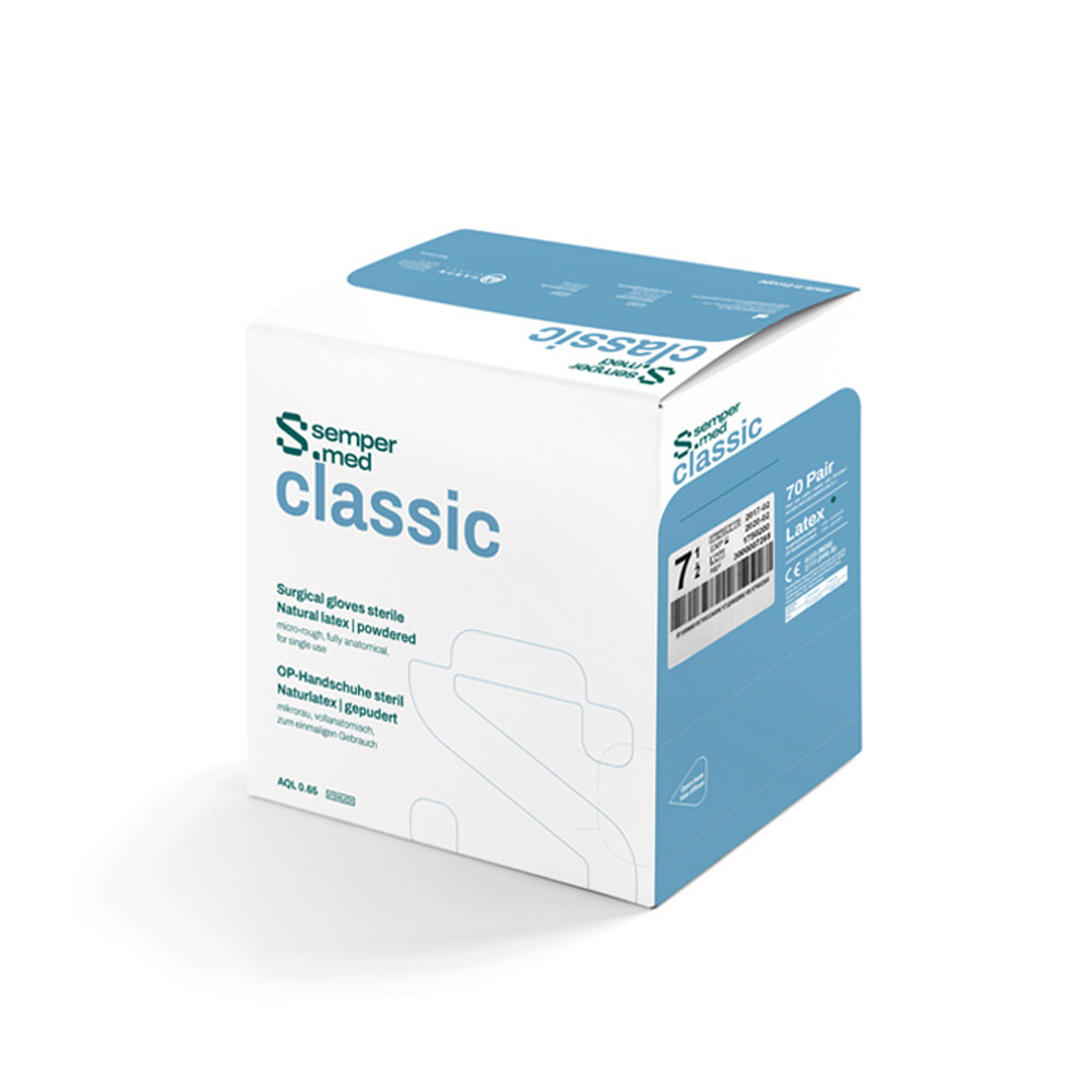 Rukavice Sempermed STERIL Classic s pudrem vel. 6,5 (70 párů) - Dentamed